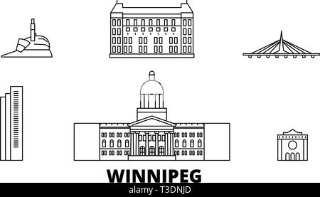 Outline Winnipeg Canada City Skyline with Modern Buildings and ...