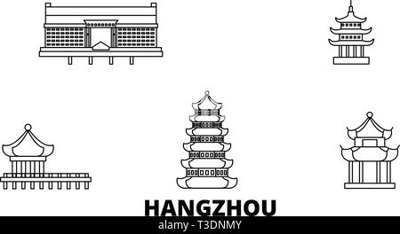 China, Hangzhou travel landmark vector illustration Stock Vector Image ...