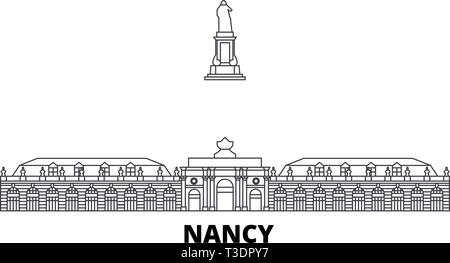 France, Nancy line travel skyline set. France, Nancy outline city ...