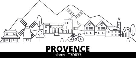 France, Provence tourism landmarks, vector city travel illustration ...