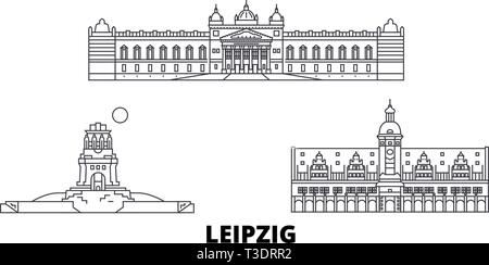 Outline Leipzig Germany City Skyline with Blue Buildings. Vector ...