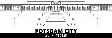 Germany, Potsdam tourism landmarks, vector city travel illustration ...