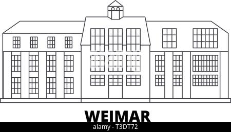 Germany, Weimar,Bauhaus city skyline isolated vector illustration ...