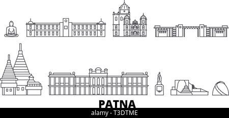 India, Patna city skyline isolated vector illustration, icons Stock ...