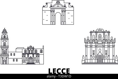 Italy, Lecce line skyline vector illustration. Italy, Lecce linear ...