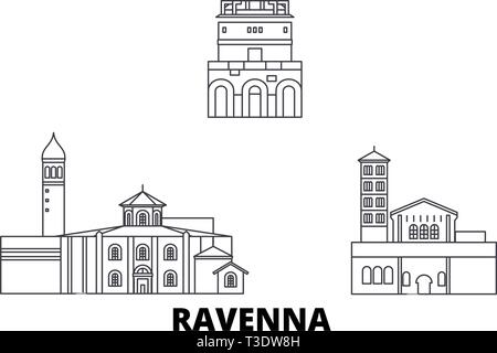 Italy, Ravenna tourism landmarks, vector city travel illustration Stock ...