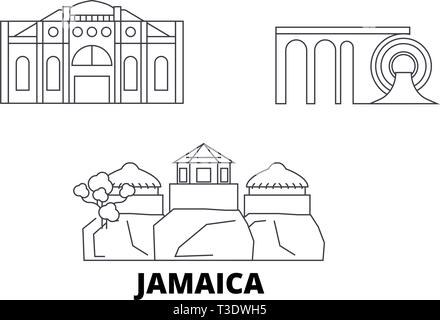 Jamaica, Kingston line skyline vector illustration. Jamaica, Kingston ...