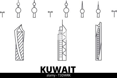 Outline Kuwait City Skyline with Modern Buildings Isolated on White ...