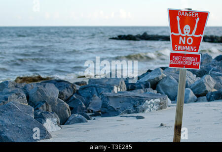 A danger strong undertow, no swimming or diving sign Stock Photo - Alamy