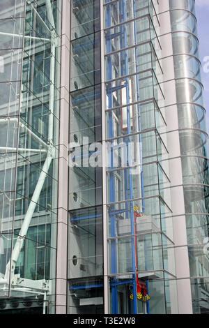 transparent lift modern elevator shaft glass building Stock Photo - Alamy