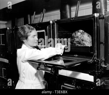A woman demonstrates how to correctly cook a turky. In this step, she ...