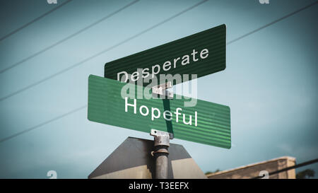 Street Sign Hopeful versus Desperate Stock Photo - Alamy
