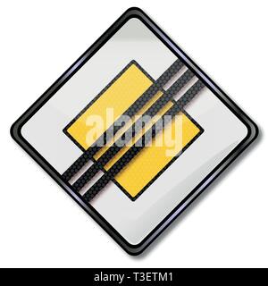 Traffic Yellow Road Sign. Priority Main Road. The beginning of the main ...