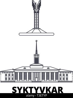 Russia, Syktyvkar tourism landmarks, vector city travel illustration ...