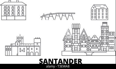 Spain, Santander architecture vector city skyline, travel cityscape ...