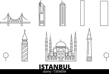 Outline Istanbul Skyline with Blue Landmarks. Vector Illustration ...