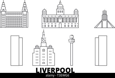 Uk. Liverpool architecture line skyline illustration. Linear vector ...