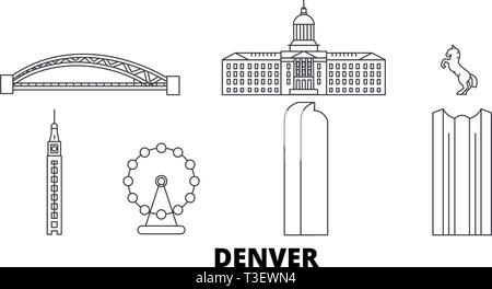 Colorado, Denver architecture line skyline illustration. Linear vector ...