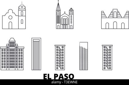 El Paso Texas city skyline silhouette. Vector illustration Stock Vector ...