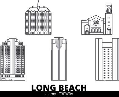 California Long Beach architecture line skyline illustration. Linear ...