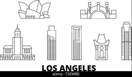Los Angeles architecture line skyline illustration. Linear vector ...