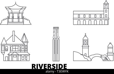 United States, Riverside tourism landmarks, vector city travel ...