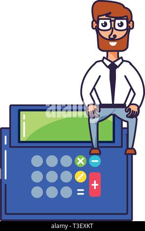 young man with calculator math character Stock Vector Image & Art - Alamy