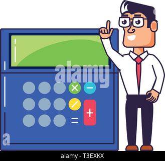 young man with calculator math character Stock Vector Image & Art - Alamy
