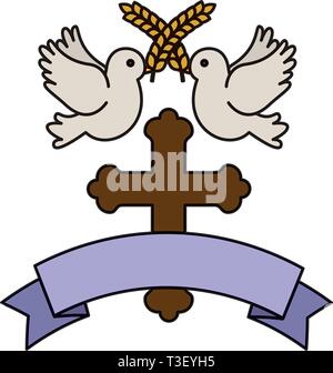 first communion wooden cross with doves Stock Vector Image & Art - Alamy
