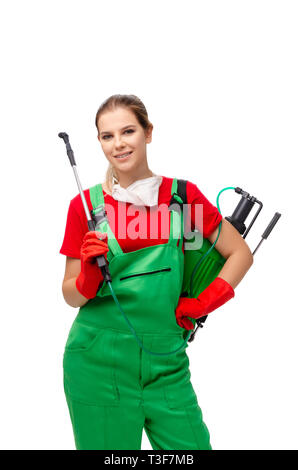 Pest control contractor isolated on white background Stock Photo - Alamy