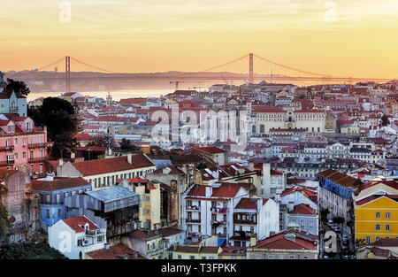Beautiful Sunset View of Lisbon City, Portugal Stock Photo - Alamy