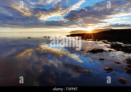 Sea beach sunrise, ocean sunset landscape, paradise tropical island ...