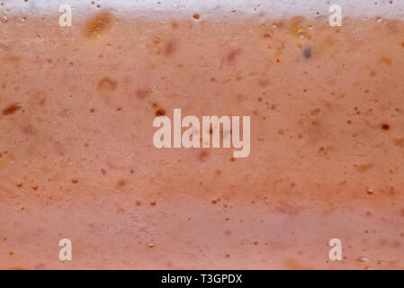 Extreme macro shot of hot dog wiener cross section showing the ...