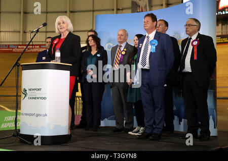 Welsh Labour candidate Ruth Jones' husband David (centre) applauds his ...