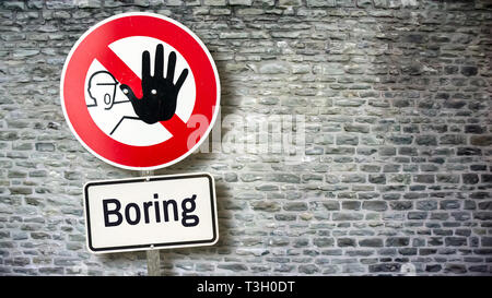 Street Sign to Adventure versus Boredom Stock Photo - Alamy