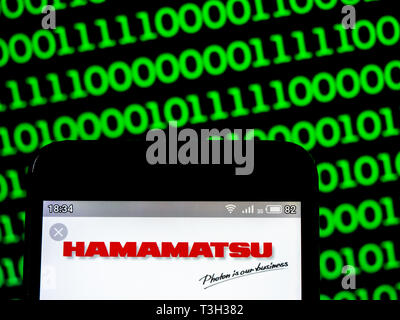 In this photo illustration a Hamamatsu Photonics K.K. logo seen ...