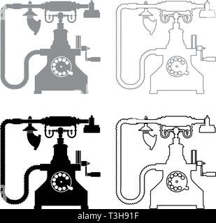 Retro phone icon in black with waves Stock Vector Image & Art - Alamy