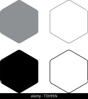 Hexagon with rounded corners icon set white color vector illustration ...