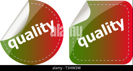 quality word on stickers button set, label Stock Photo - Alamy
