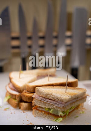 Ham and cheese double stacked toasted sandwich Stock Photo - Alamy