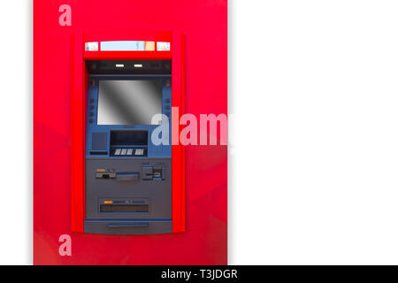 Front view of ATM machine isolated on white Stock Photo - Alamy