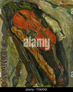 Chaim Soutine, Still Life with Violin, Bread, and Fish, painting in oil ...