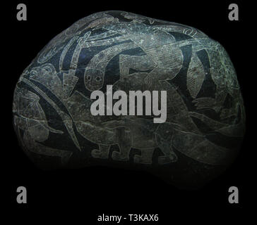 The ica stone. A dinosaur killing a man. Creator: The Ica stones Stock ...