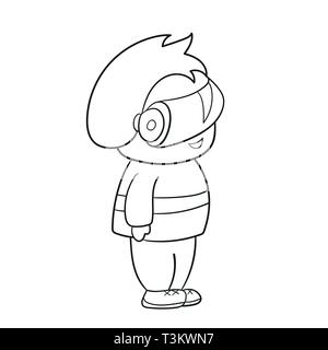 Child in VR glasses. Modern technologies for gaming. Coloring book page ...