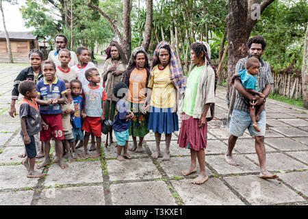 Dugum Dani tribe people in traditional village at the ceremony pig festival in honor of the ...