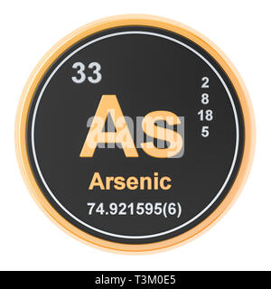 Arsenic As, chemical element. 3D rendering isolated on black background ...