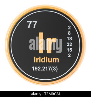 Iridium on periodic table. Chemical element with symbol Ir, named after ...