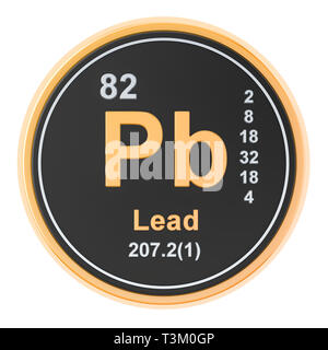 Lead plumbum Pb, chemical element sign. 3D rendering isolated on white ...