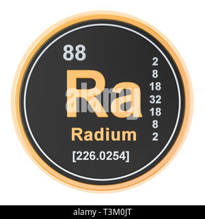 Radium Ra, chemical element. 3D rendering isolated on black background ...