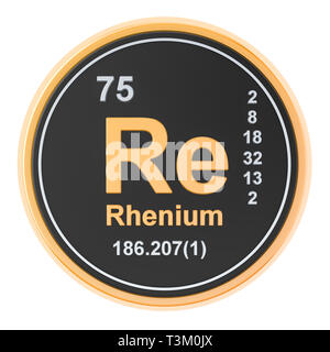 Rhenium Re, chemical element sign. 3D rendering isolated on white ...